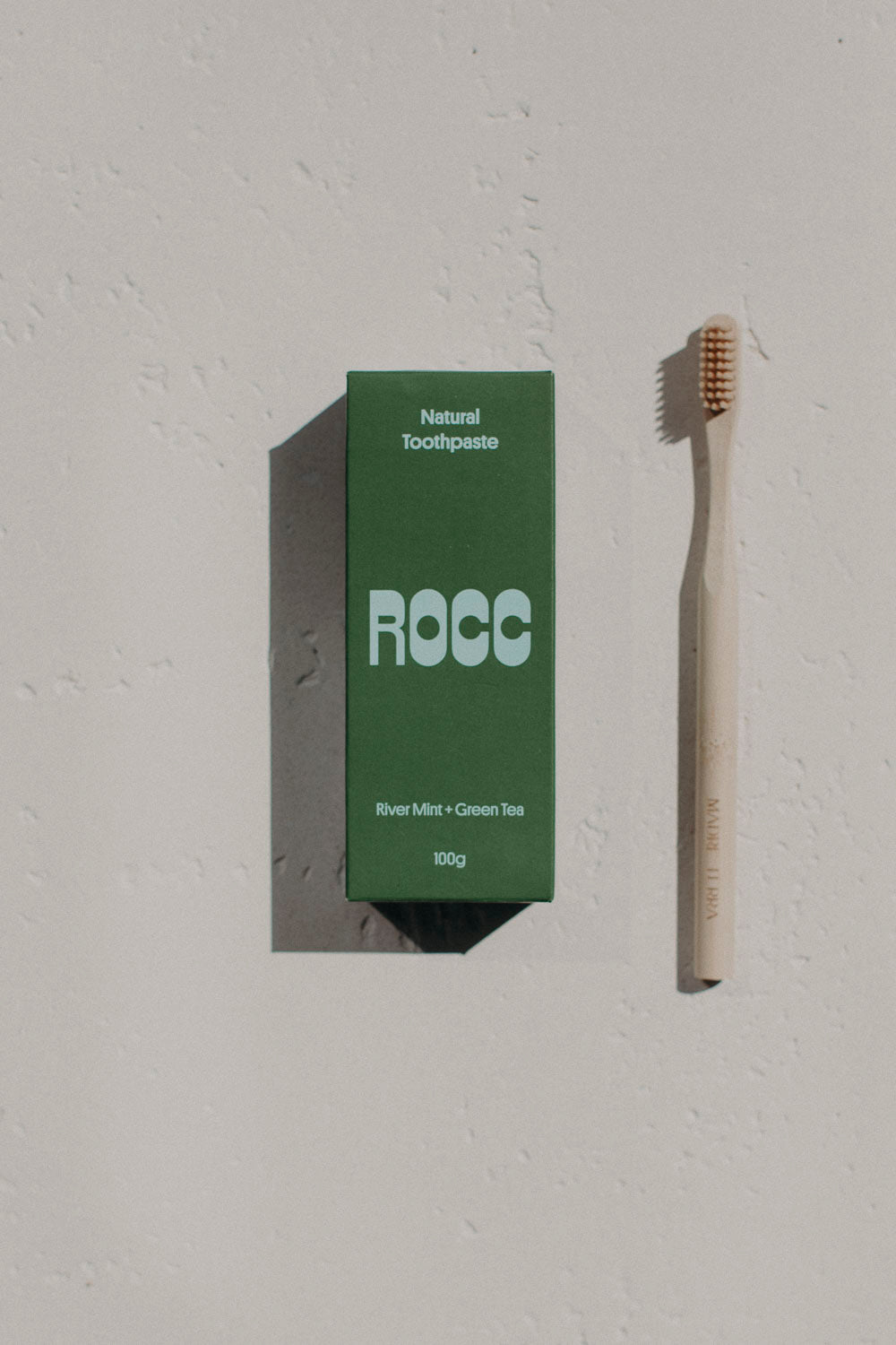 Madre Terra Toothbrush (Beige) and ROCC Toothpaste Set (River Mint + G