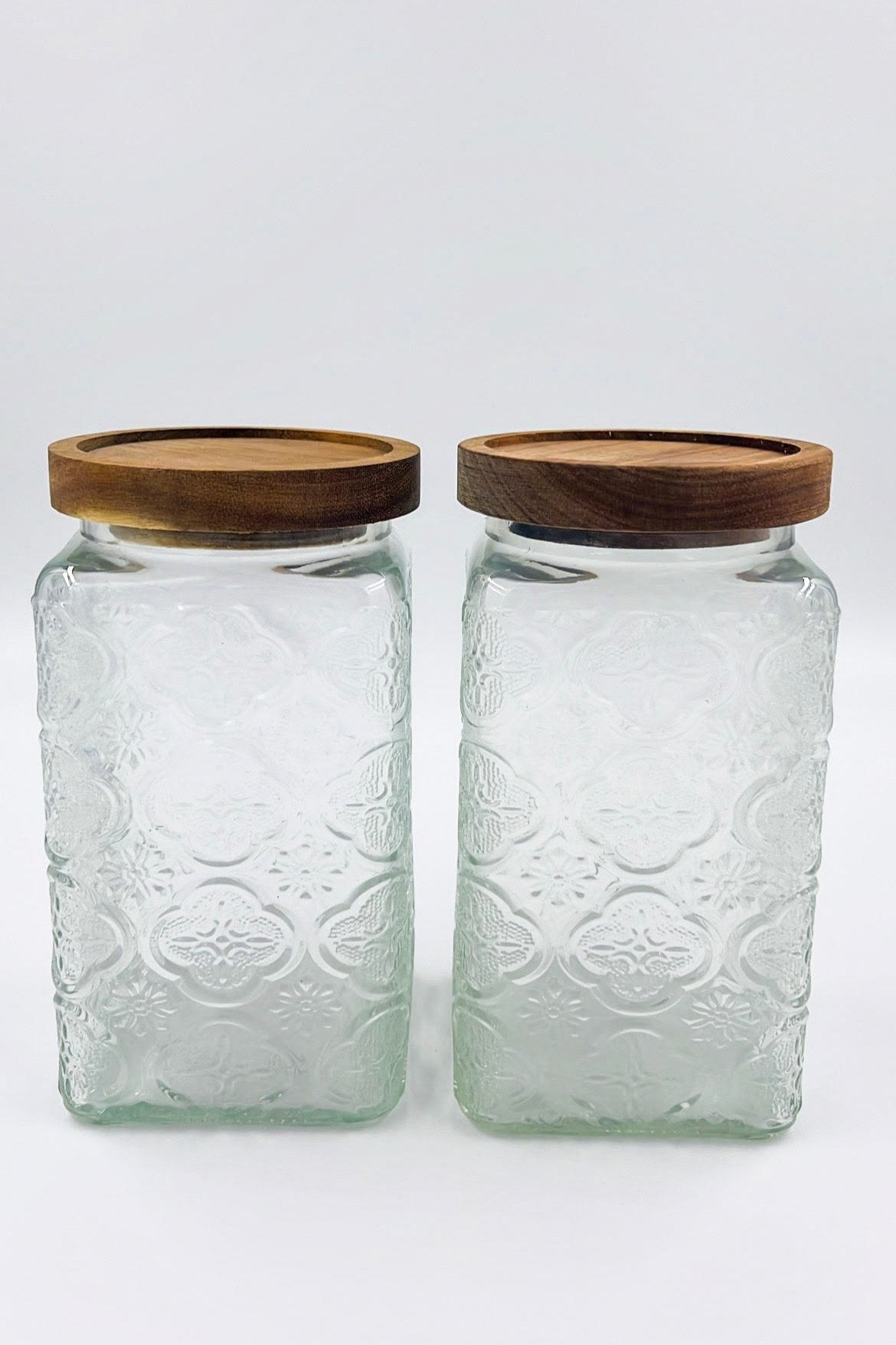 Begonia Embossed Glass Storage Jar - 100 ml - 2 Set – Madre Terra